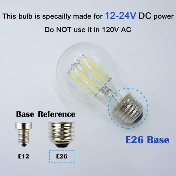 LIDUI-12V-24V DC Low Voltage Input LED Bulb, Classic A19(A60) Style ...