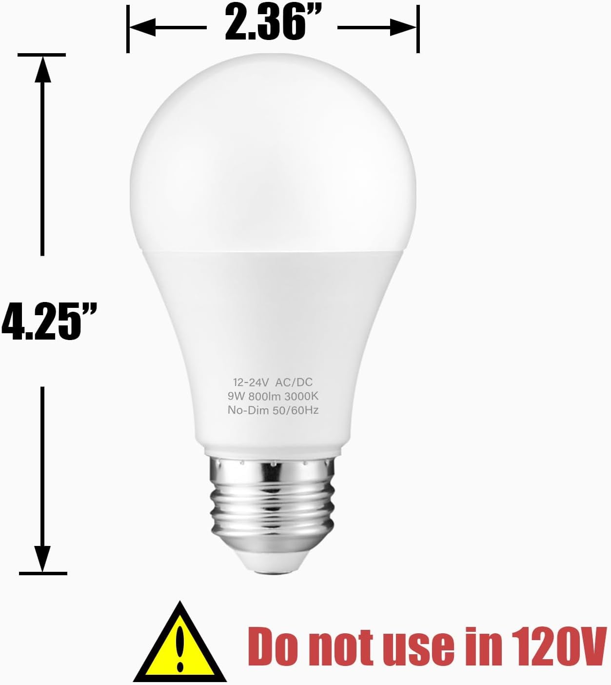 LIDUI-12V LED Light Bulb, 60W Equivalent, AC/DC 12-24 Low Voltage Bulb ...
