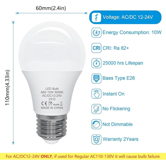 12V 10W Bulbs