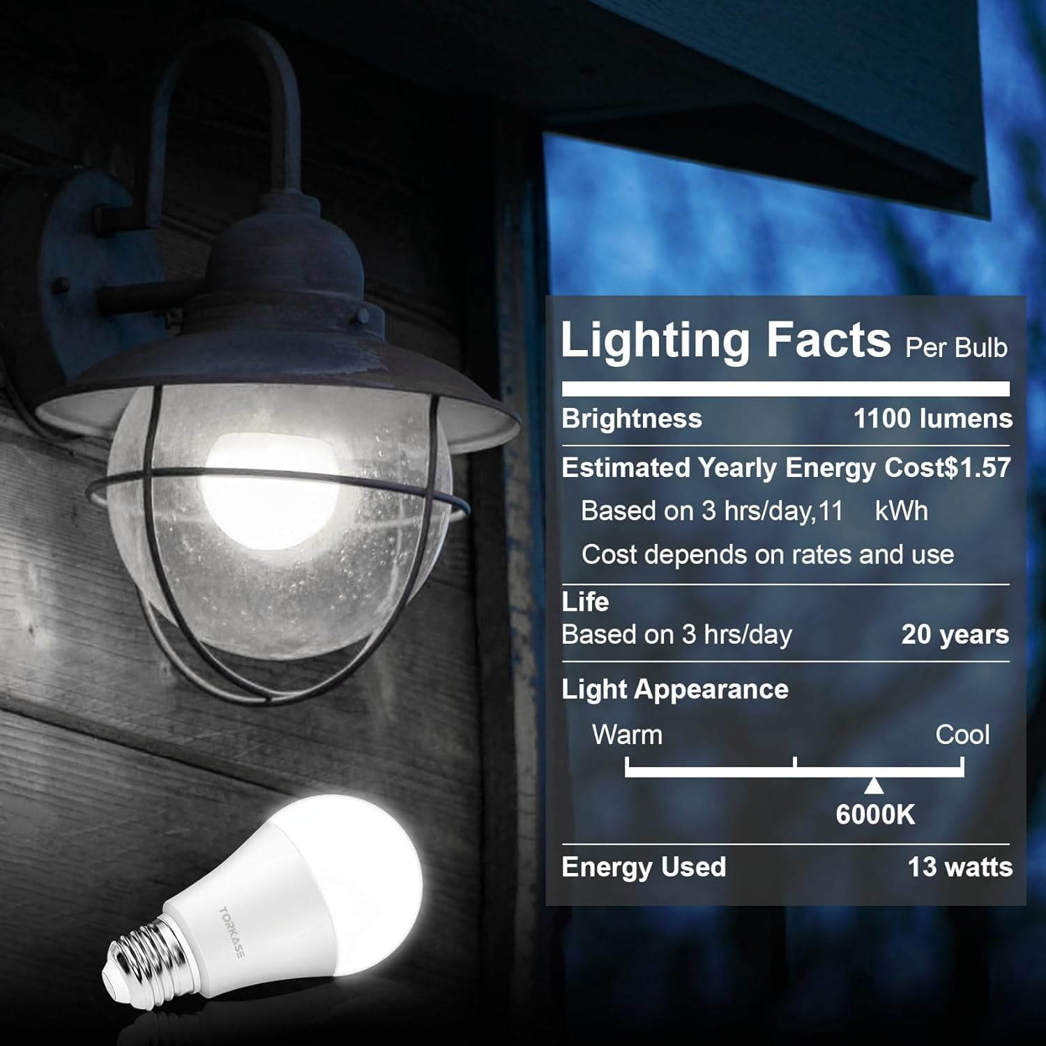 LIDUI-13W Dusk to Dawn Light Bulbs- No Timer Required, 1100lm(100W ...