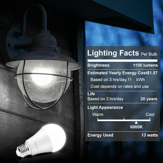 LIDUI-13W Dusk to Dawn Light Bulbs- No Timer Required, 1100lm(100W ...