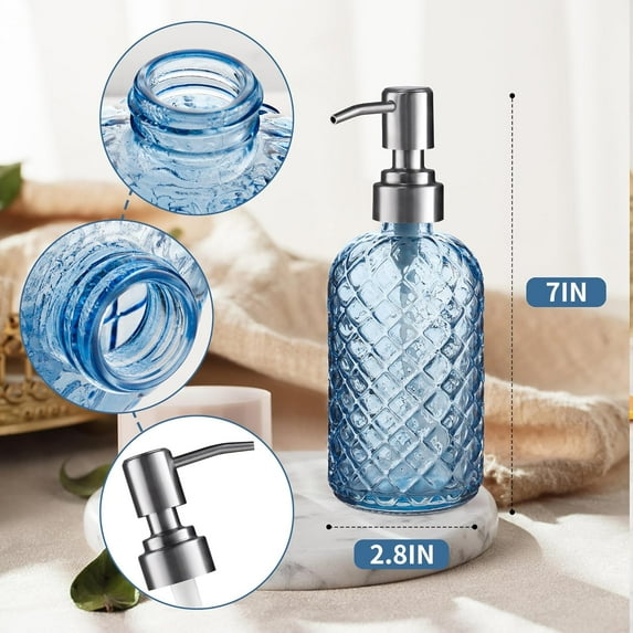 LIDUI-14 Oz Refillable Glass Soap Dispenser with Rust Proof Stainless ...