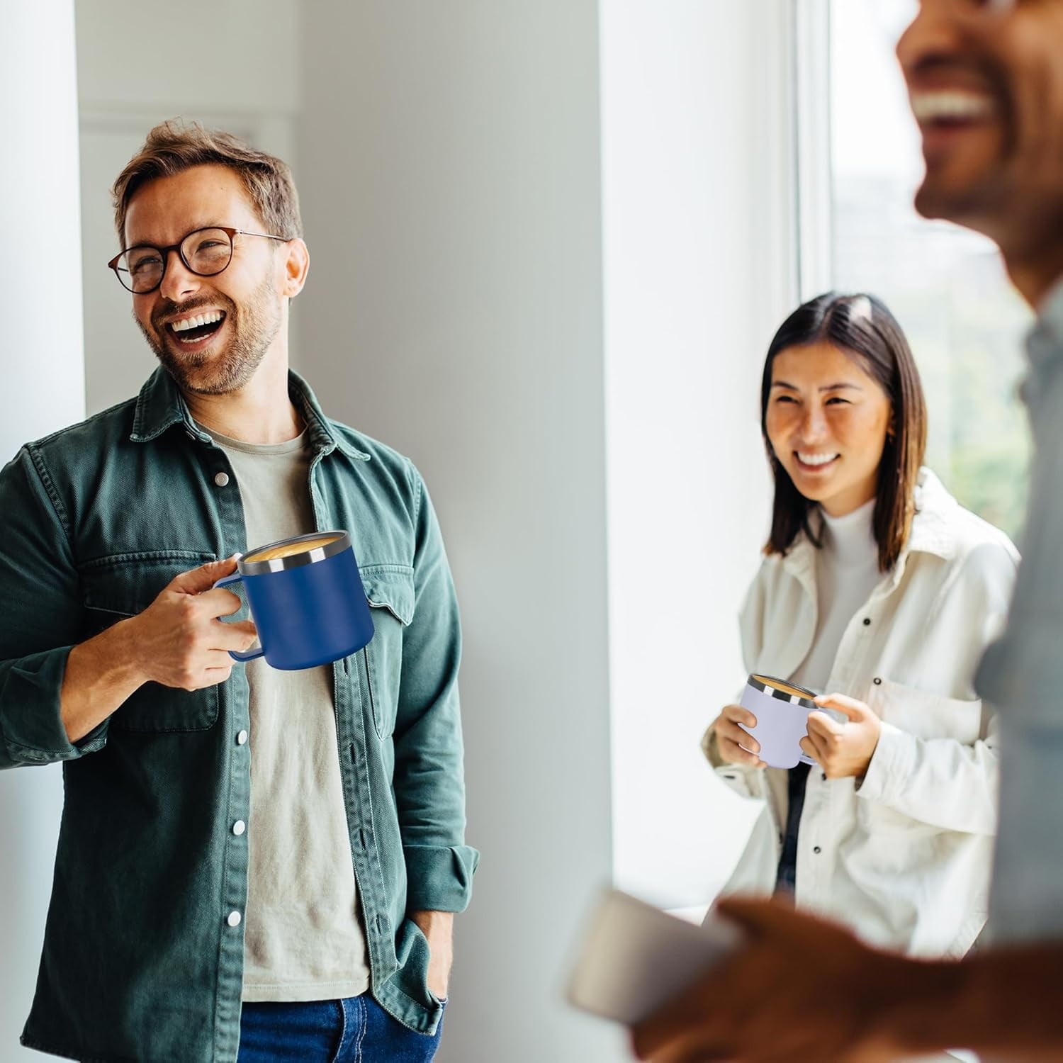 LIDUI-14 oz Insulated Stainless Steel Travel Coffee Mug with Handle ...