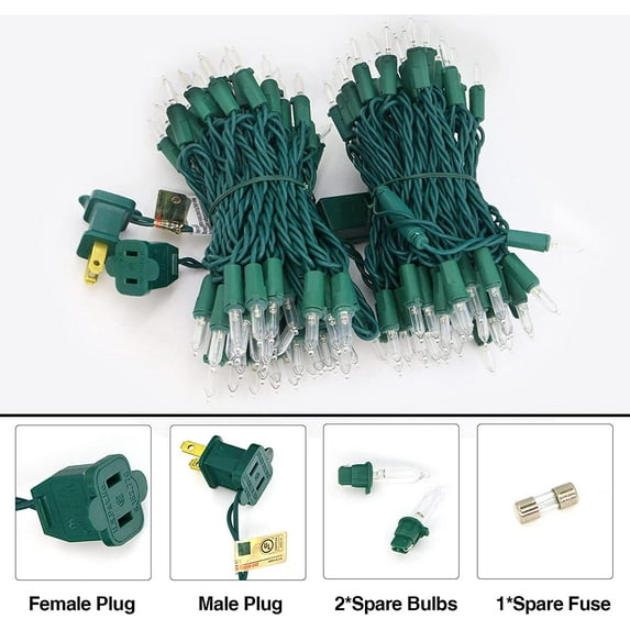 LIDUI-150 LED Warm White Christmas String Lights, 50 FT Green Wire, UL ...