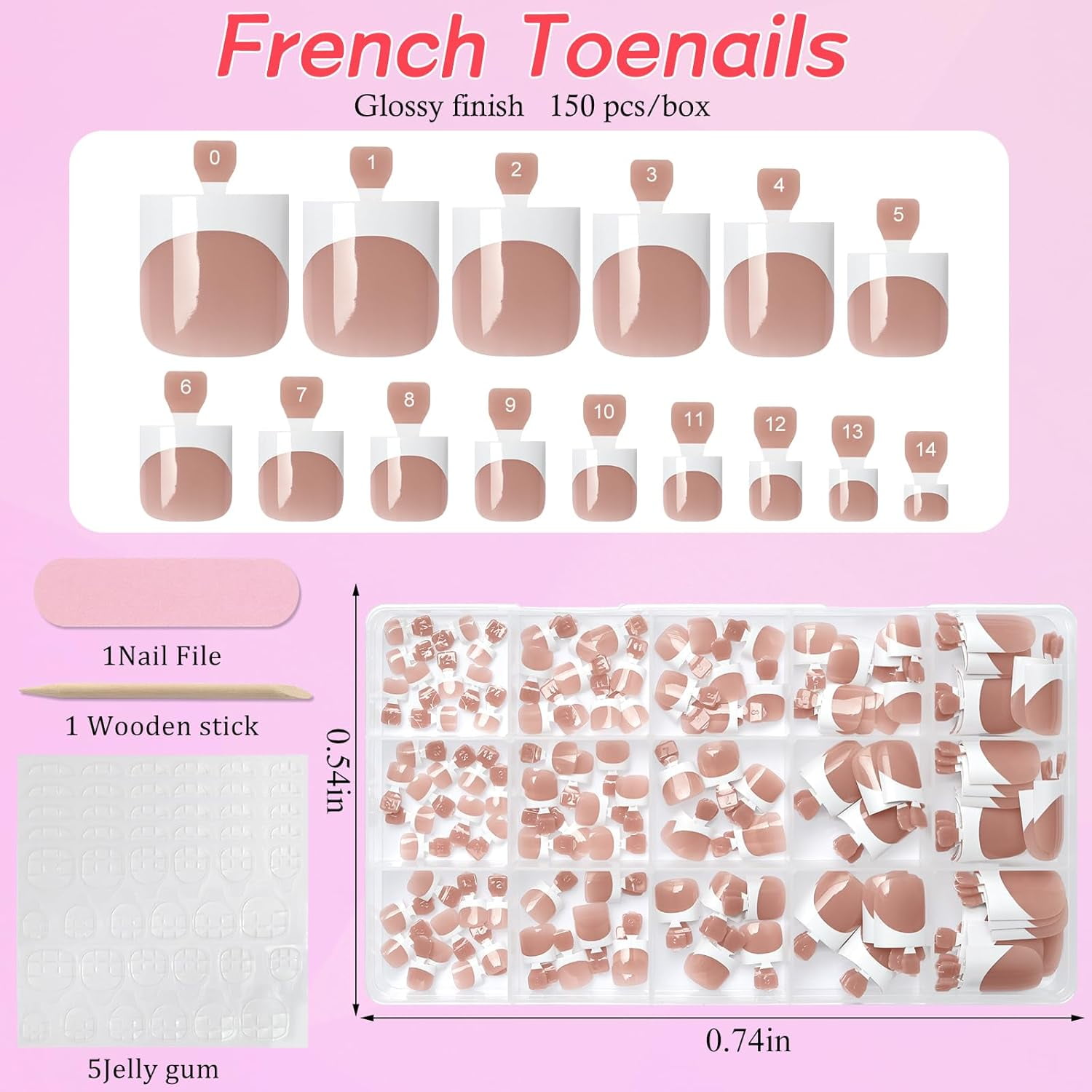 LIDUI-150PC Press on Toenails for Women Fake Toe Press on Nails French ...