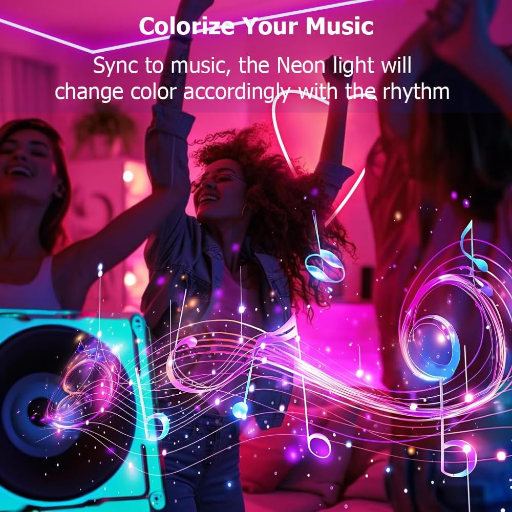 LIDUI-16.4ft LED Neon Rope Lights, RGB Plus IC Strip Lights, IP68 ...