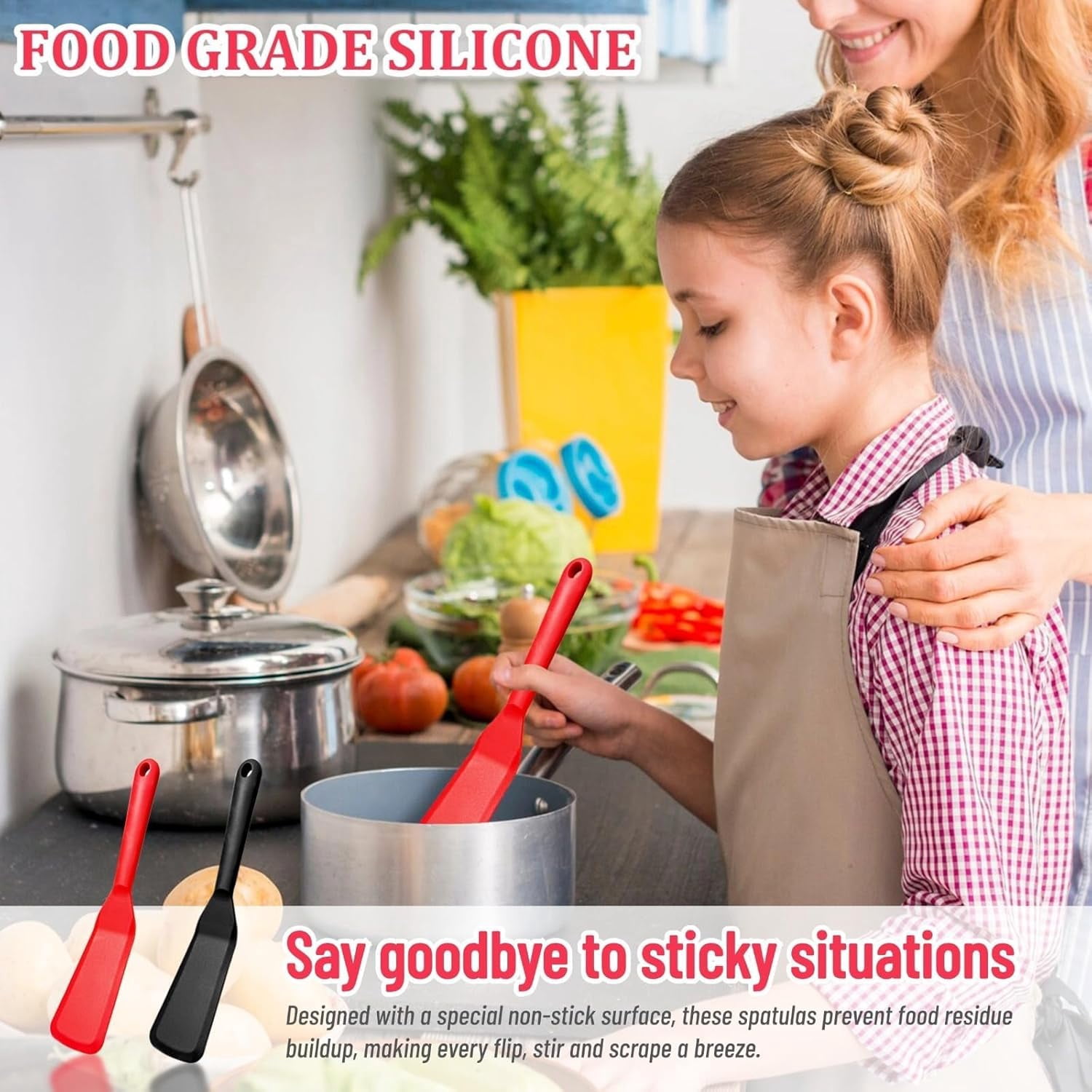 LIDUI-2 Pack Narrow Thin Silicone Spatulas Long Heat Resistant Cooking ...