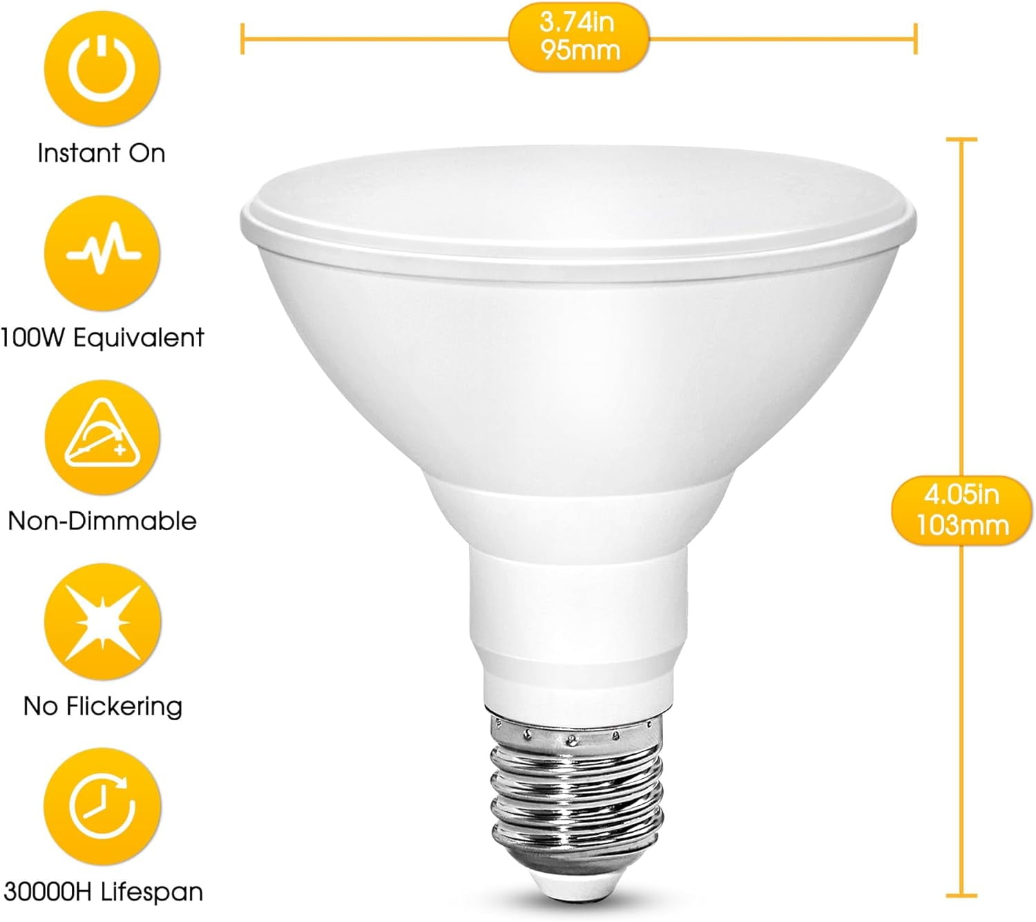 LIDUI-2 Pack PAR30 Yellow Bug Light Bulb Outdoor, 100W Equivalent ...