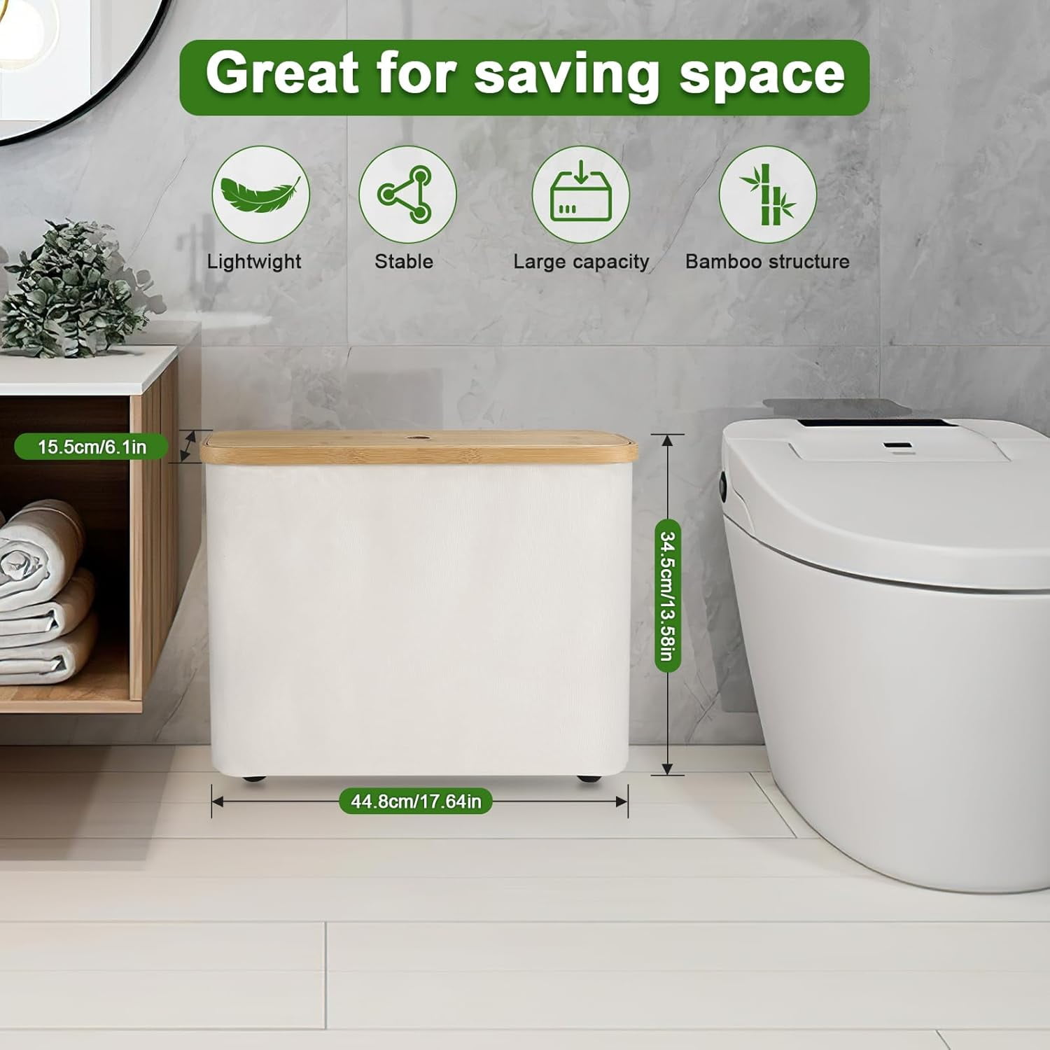 LIDUI-2 Pack Toilet Paper Storage with Lid Toilet Paper Basket Bamboo ...