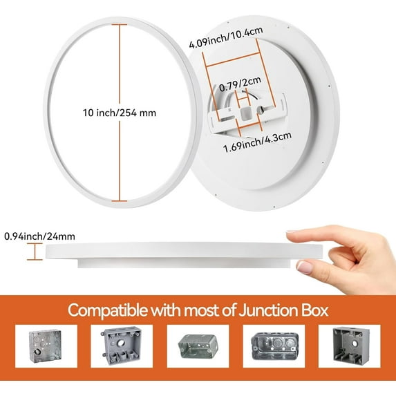 LIDUI-2 Pack of White 10 Inch Ceiling Mount LED Light Fixture, 5-in-1 ...