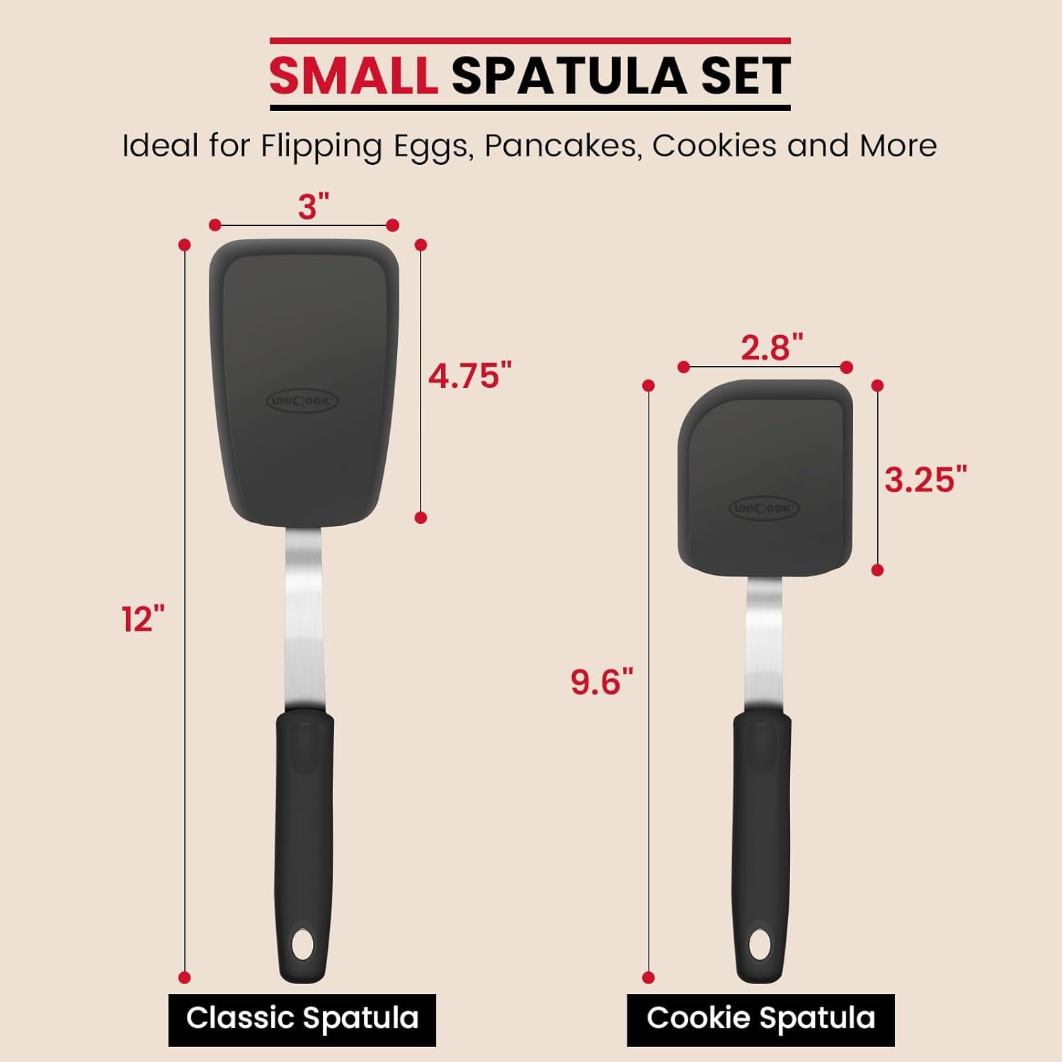 LIDUI-2-Piece Small Silicone Spatula Set, Heat-Resistant Kitchen ...