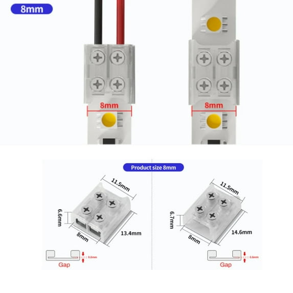 LIDUI-2-Pin LED Connectors Unwired Screw Down Terminal Block Solderless ...