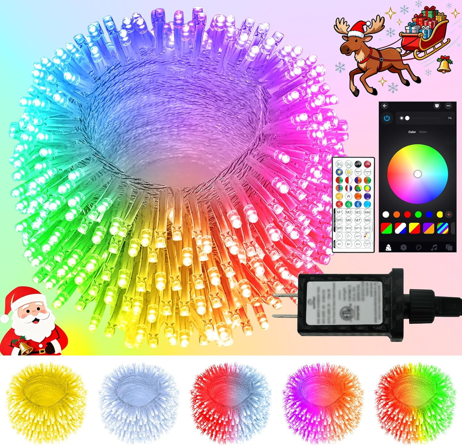 LIDUI-2025 New 88FT 240LED Smart Color Changing Christmas String Lights ...