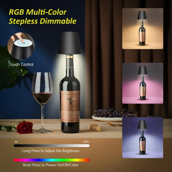 LIDUI-2025 New Wireless Bottle Lamp - LED Bottle Lights for Liquor ...