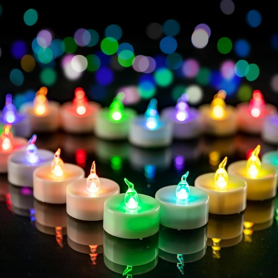 LIDUI-24 PCS Color Changing LED Tea Lights (White Base), Battery ...