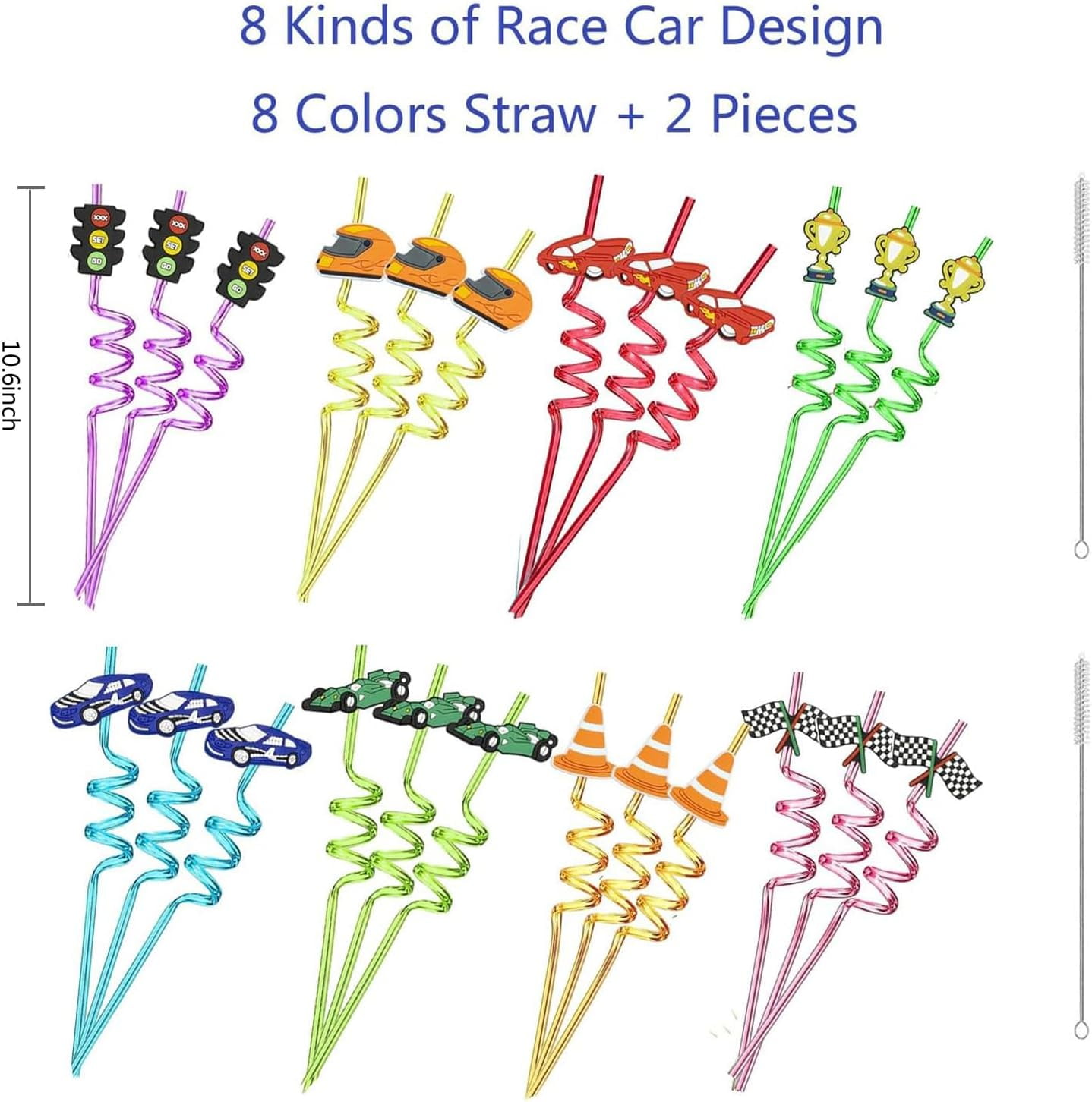 LIDUI-24 PCS Race Car Drinking Straws for Birthday Party Decorations ...