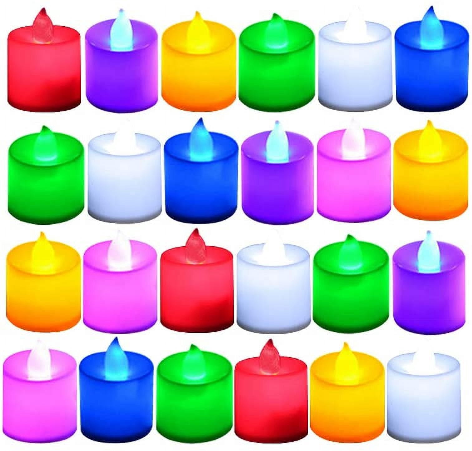 LIDUI-24 Pack Flameless Tealight Candles, 7 Color Changing Battery ...
