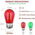 LIDUI-24 Pack S14 LED Red Light Bulb Green Light Bulb, Shatterproof 2 ...