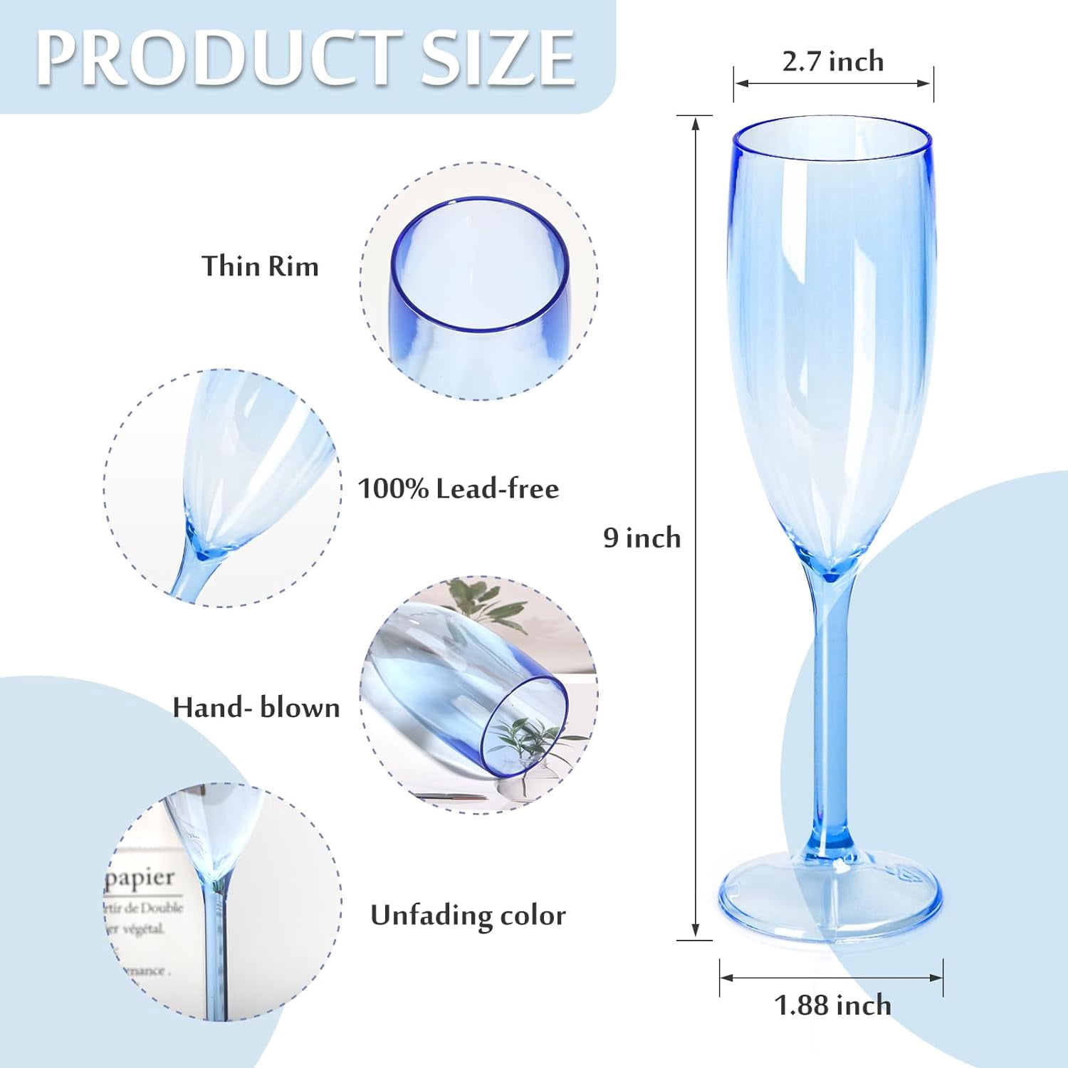 LIDUI-24 Pcs Champagne Flutes Plastic Wine Glasses Bulk Vintage ...