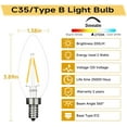 LIDUI-25W Equivalent Type B LED Chandelier Bulb B11/B10 Shape, E12 Base ...