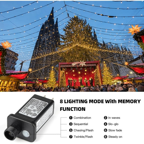 LIDUI-262FT 800 LED Christmas String Lights, Christmas Lights End to ...