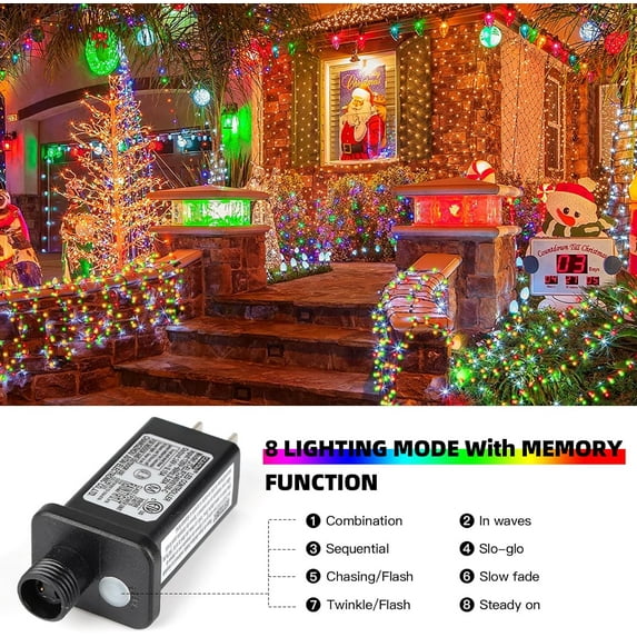 LIDUI-262FT 800 LED Christmas String Lights, Christmas Lights Plug 8 ...