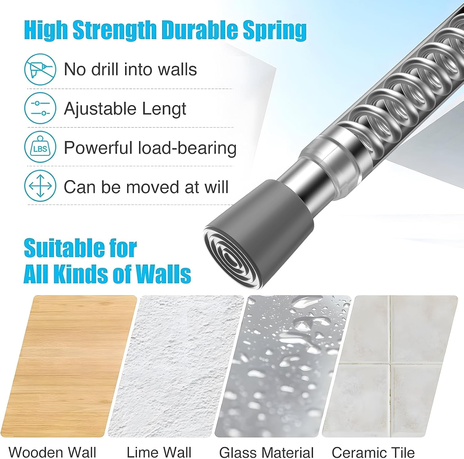 LIDUI-2pcs Sliver Small Tension Rods 12 to 20 Inch Adjustable Tension ...