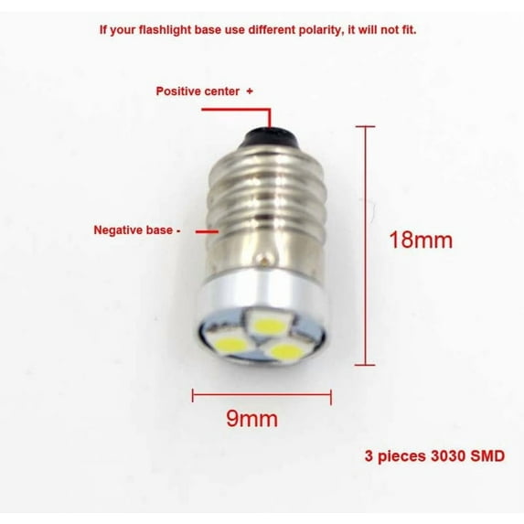 LIDUI-2pcs Whtie LED Upgrade Bulb 200LM for 2/3/4 C/D Flashlight Torch Bike Lamp E10 3V 4.5V 6V ...