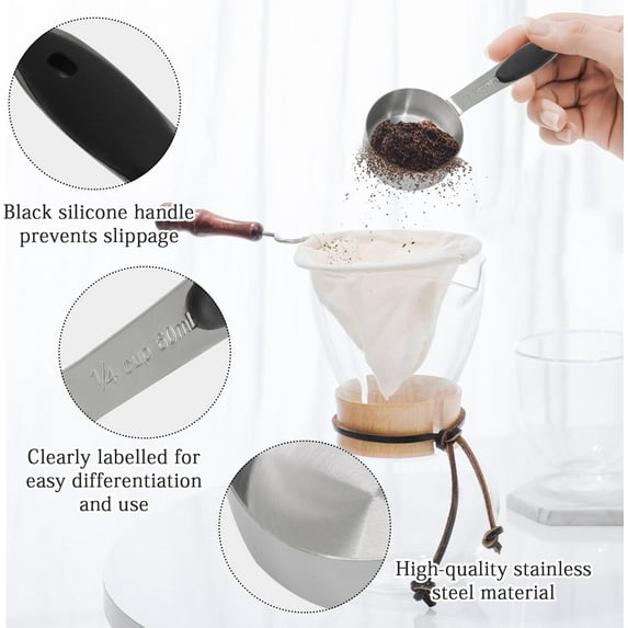 LIDUI-3/4 cup measuring cup,180 ML Stainless Steel Coffee Measuring ...