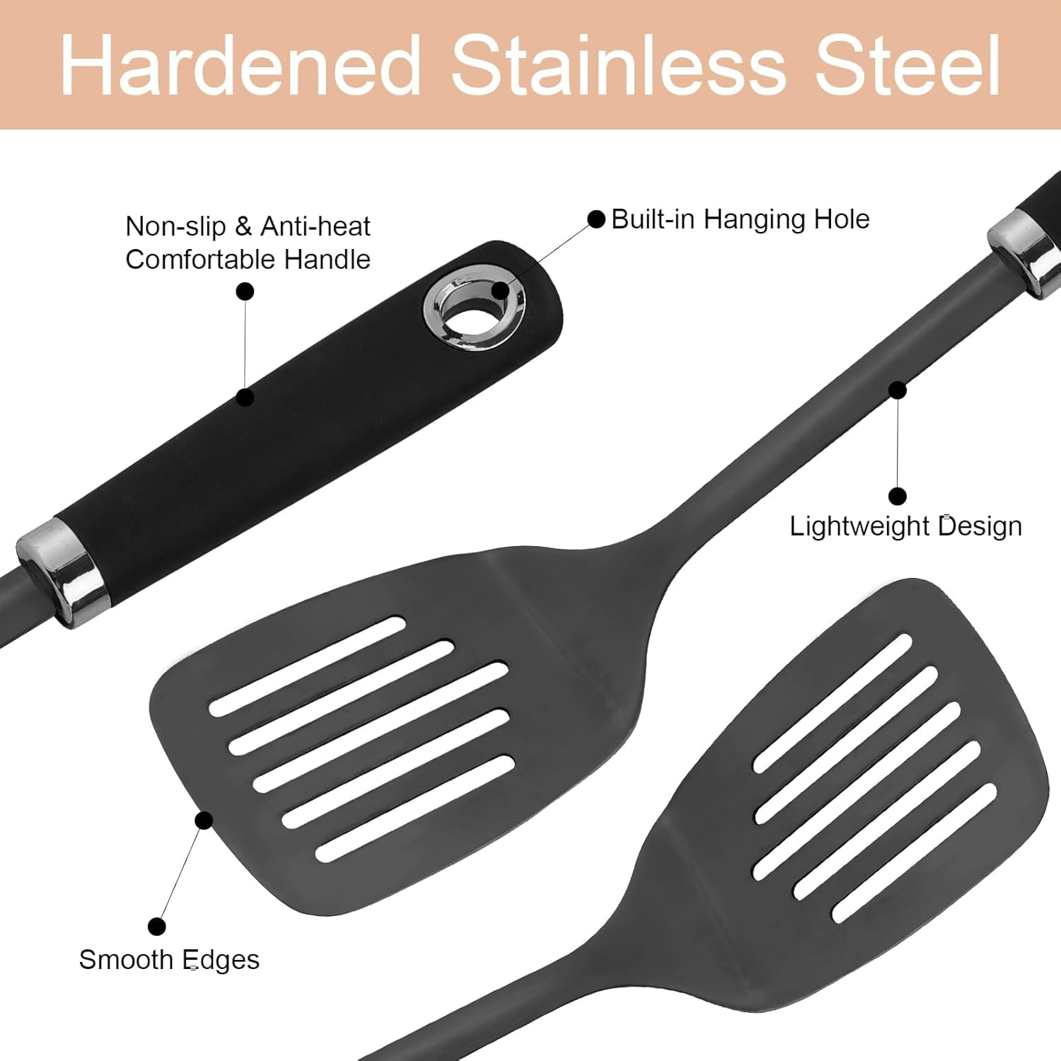 LIDUI-3-Piece Cooking Utensils Set Stainless Steel Large Serving Spoons ...