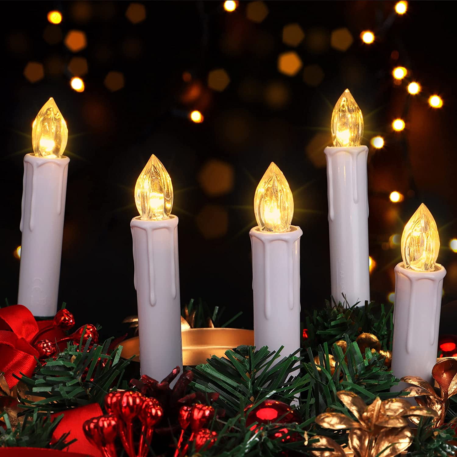 LIDUI-30PCS Flameless LED Taper Candles Battery Operated Christmas Tree ...