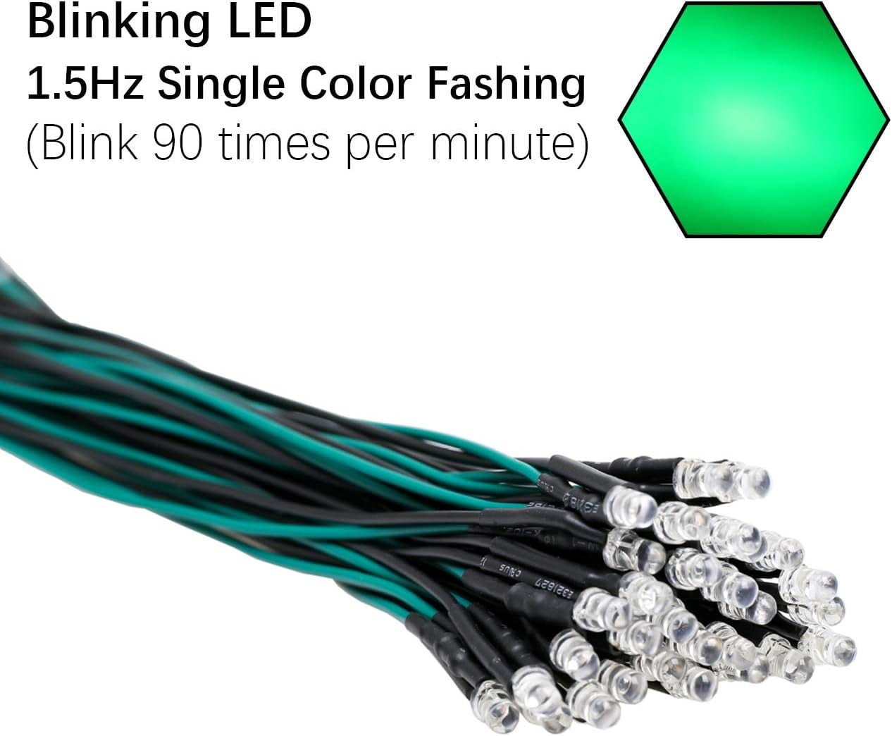 LIDUI-30pcs 12 Volt 3mm Green Blinking LED Lights Emitting Diodes (1 ...