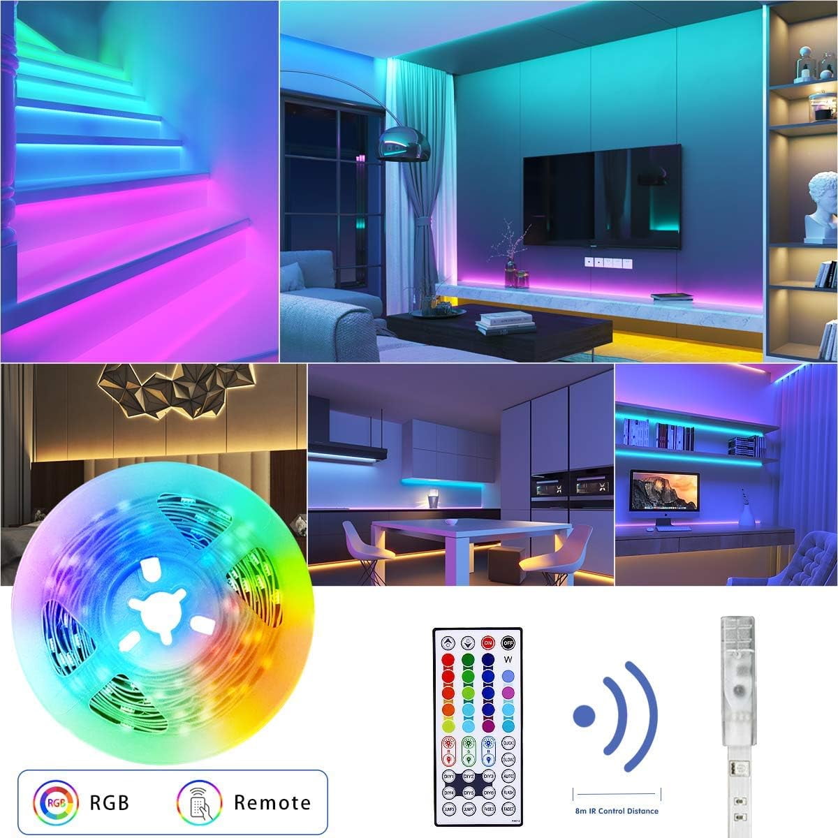 LIDUI-32.8ft Led Rope Light, LED Strip Lights for Bedroom Color ...