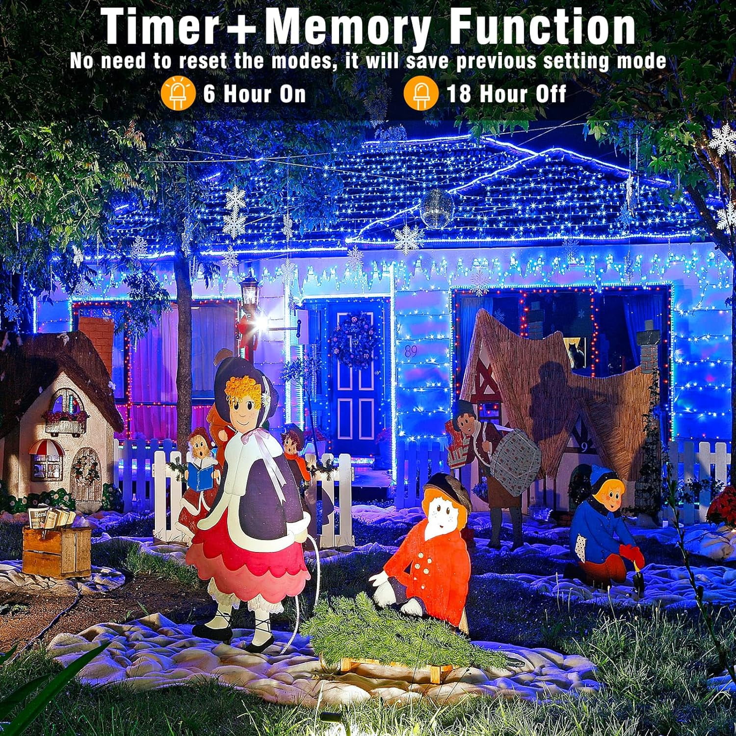 LIDUI-33ft 100 LED Christmas Lights Outdoor - 8 Modes Christmas String ...