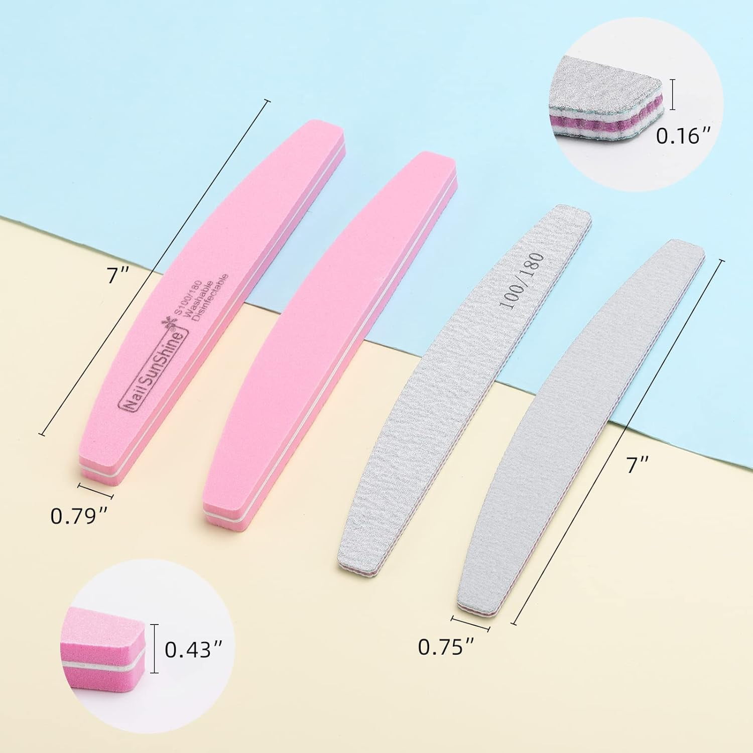 LIDUI-35 Count 100/180 Grit Nail Files and Buffers Kit, Reusable ...