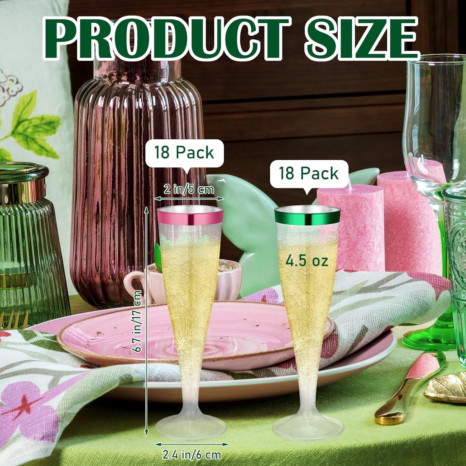 LIDUI-36 Pcs Plastic Champagne Flutes 4.5 oz Clear Toasting Glasses ...