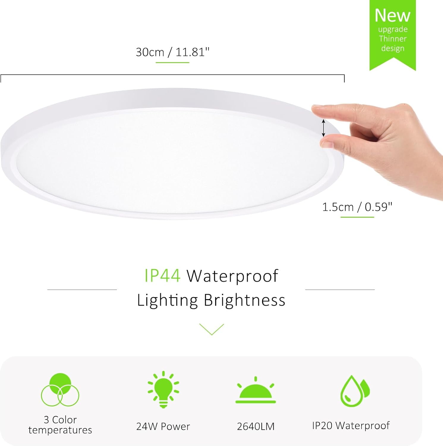 LIDUI-4 Pack LED Flush Mount Ceiling Light, 24W Ultra Thin Round White ...