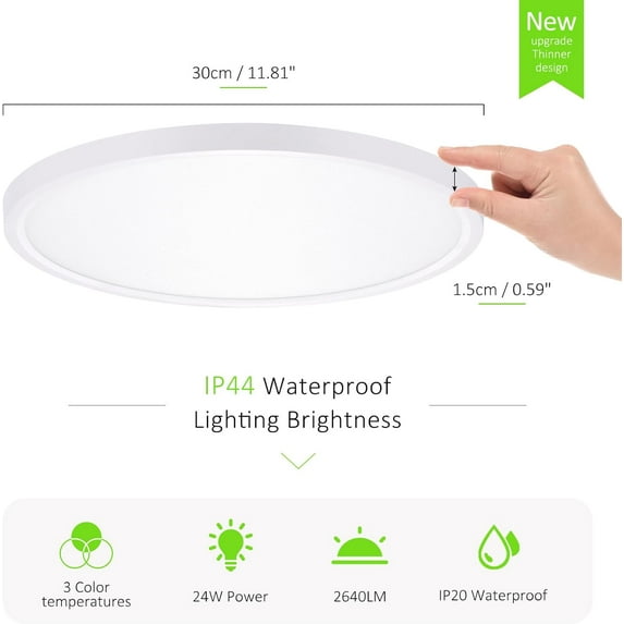 LIDUI-4 Pack LED Flush Mount Ceiling Light, 24W Ultra Thin Round White ...