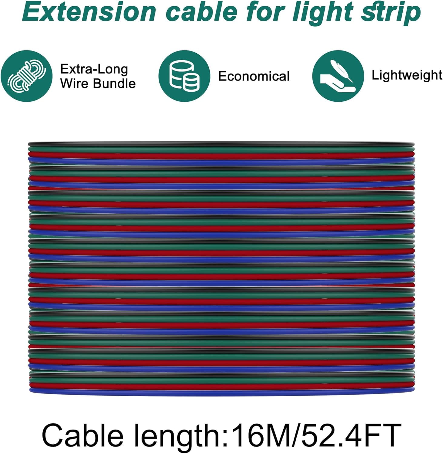 LIDUI-4 Pin RGB Led Wire Extension Cable 22AWG 4 Core LED Strip ...