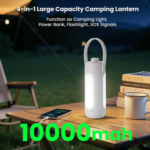 LIDUI-4-in-1 Multifunctional Camping Lantern, 10000mAh Rechargeable ...