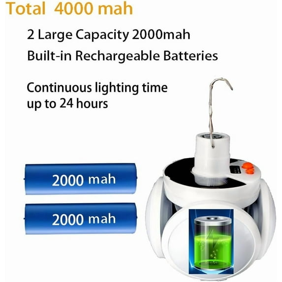 LIDUI-4000mah Folding Solar Camping Lamp Foldable Tent Lights Lantern ...