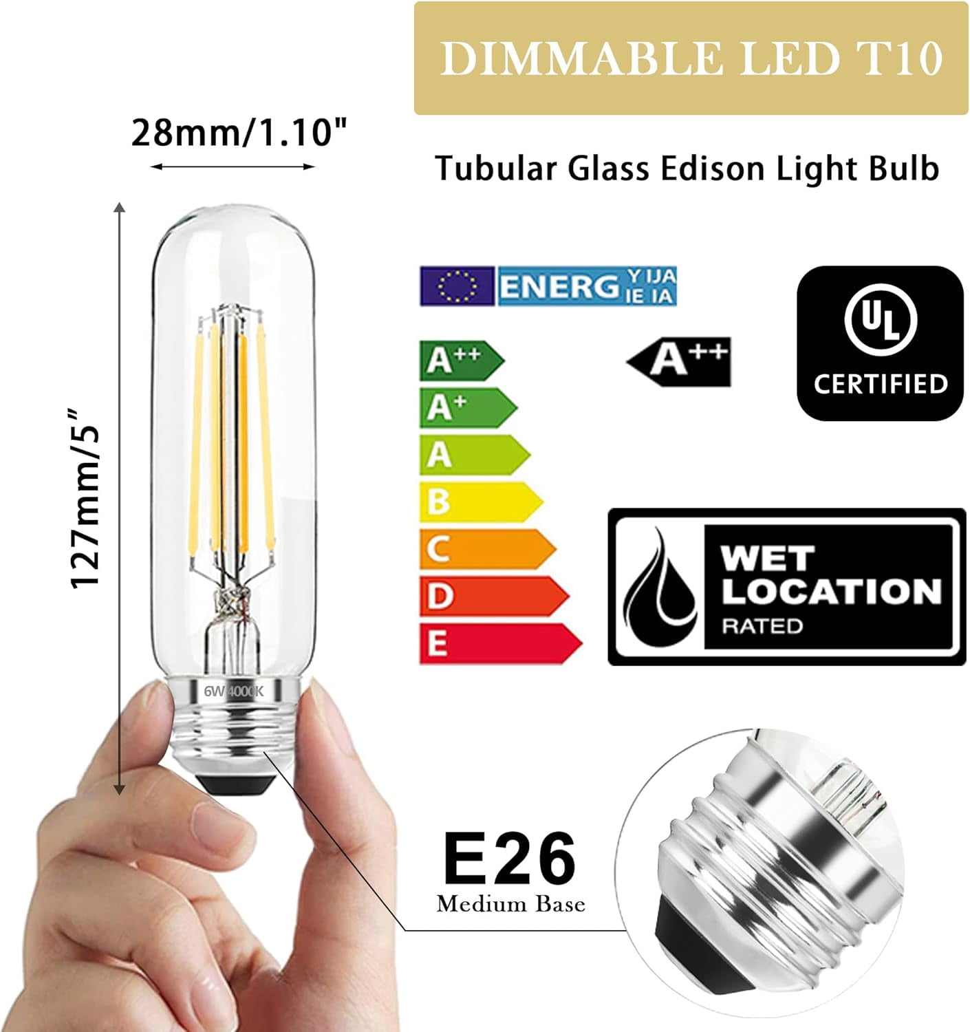 LIDUI-5 Inch E26 Led Bulb Equal 80 Watt, 4000k Neutral White Edison ...