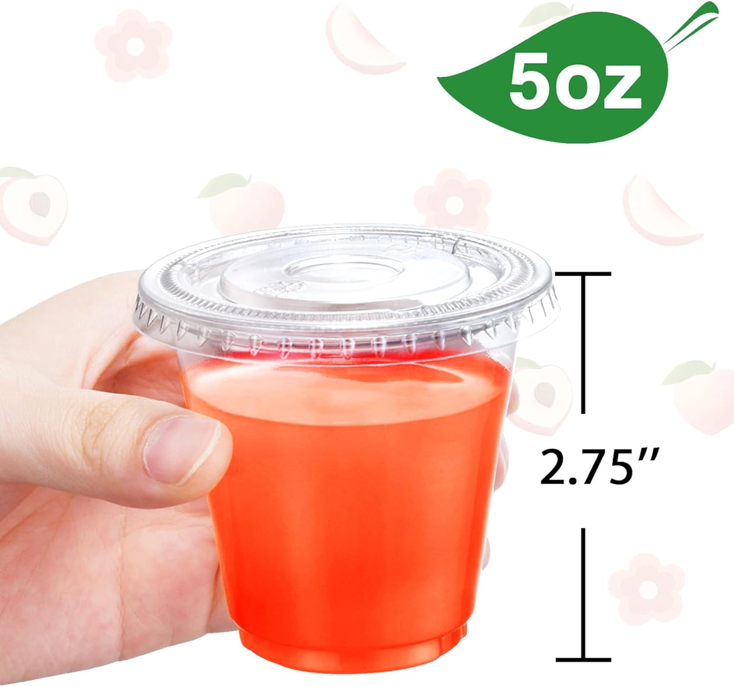 LIDUI-5 oz Disposable Plastic Portion Cups with Lids 200 Sets, Jello ...