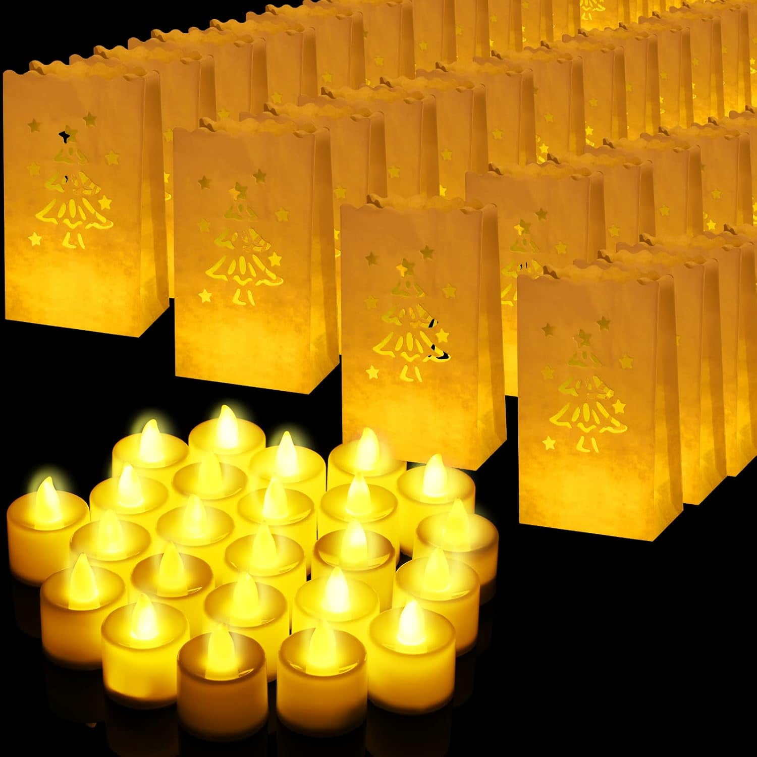 LIDUI-50 Set Luminary Bags with Flameless Tea Lights Christmas ...