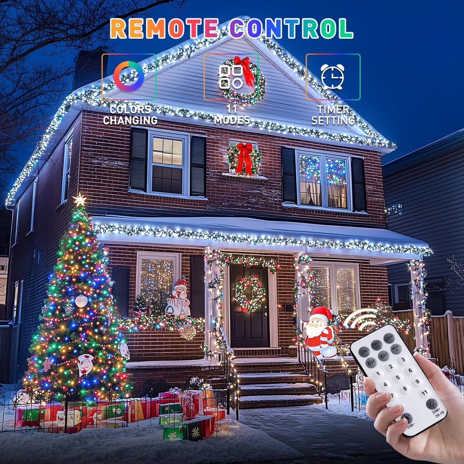 LIDUI-500 LED Color Changing Christmas Lights, 173ft White & Multicolor ...