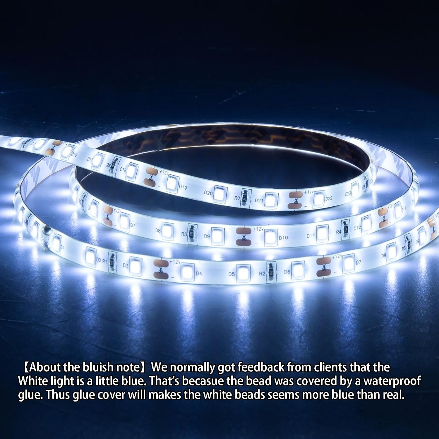 LIDUI-50ft White Led Strip Lights, 12V Outdoor Strip Lights Waterproof ...