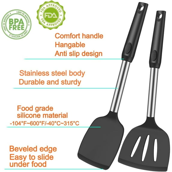 LIDUI-5Pcs Silicone Spatula Heat Resistant Long Large Spatulas Set for ...