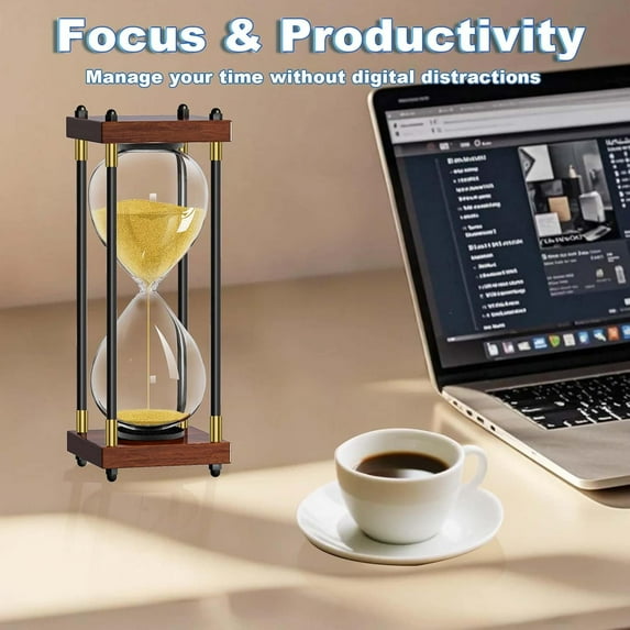 LIDUI-60 Minutes Hourglasses Timer: Large 10 Inch Wooden Sand Timer ...