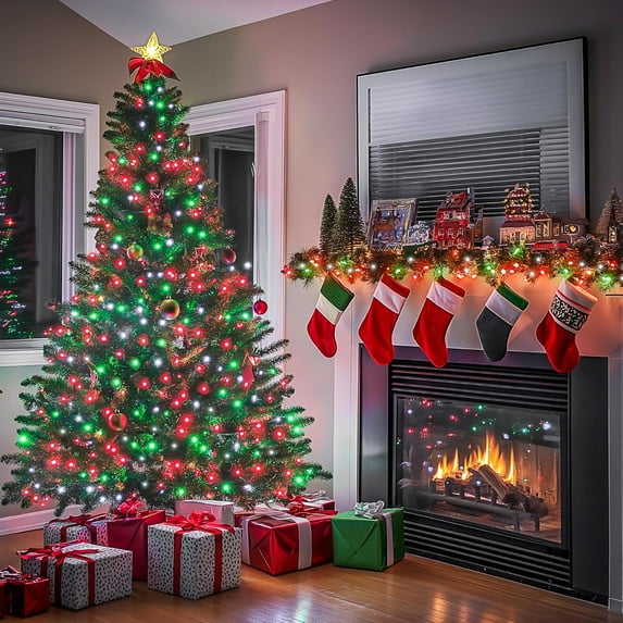 LIDUI-600 LED Christmas String Lights Outdoor, Red White and Green ...