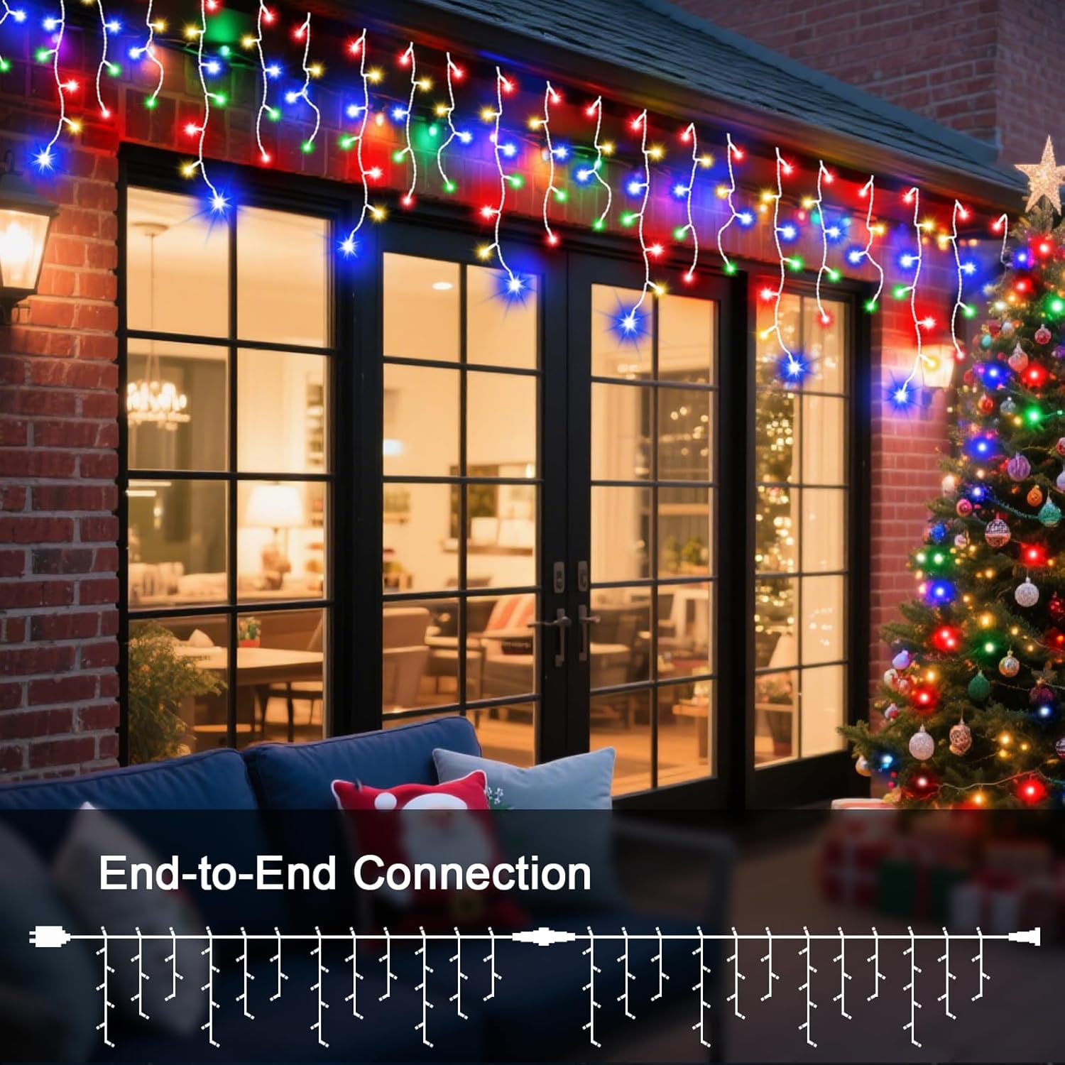LIDUI-65 FT 640 LED Christmas Lights Outdoor Decorations Clear Wire ...